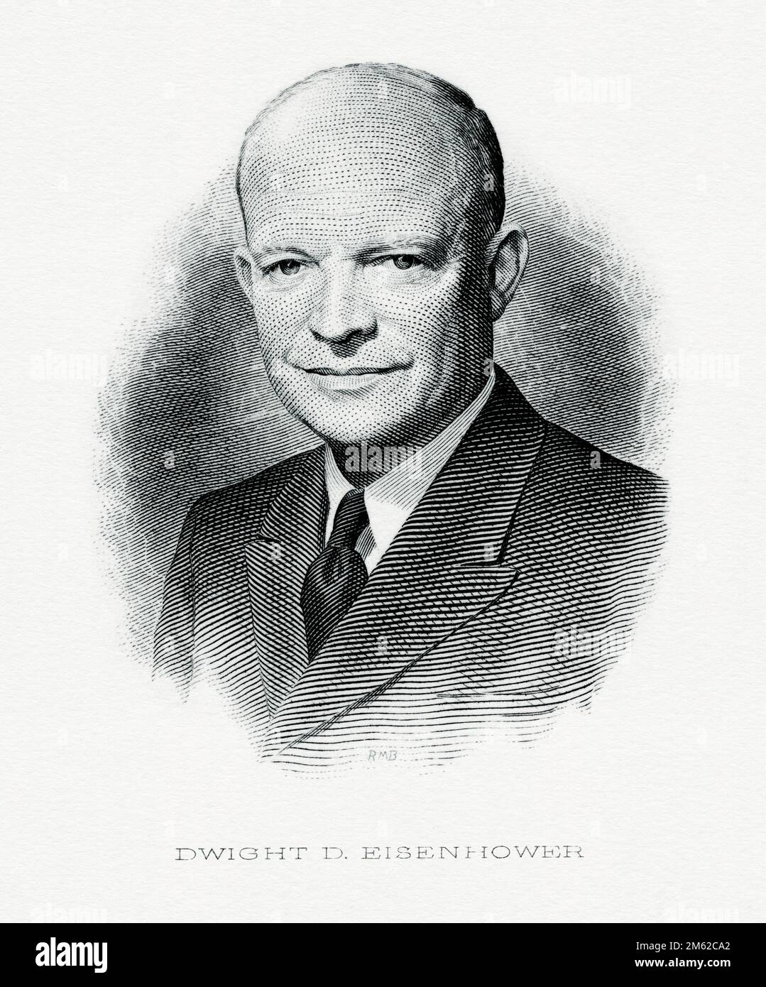 Portrait of Dwight D. Eisenhower - engraved by The Bureau of Engraving ...