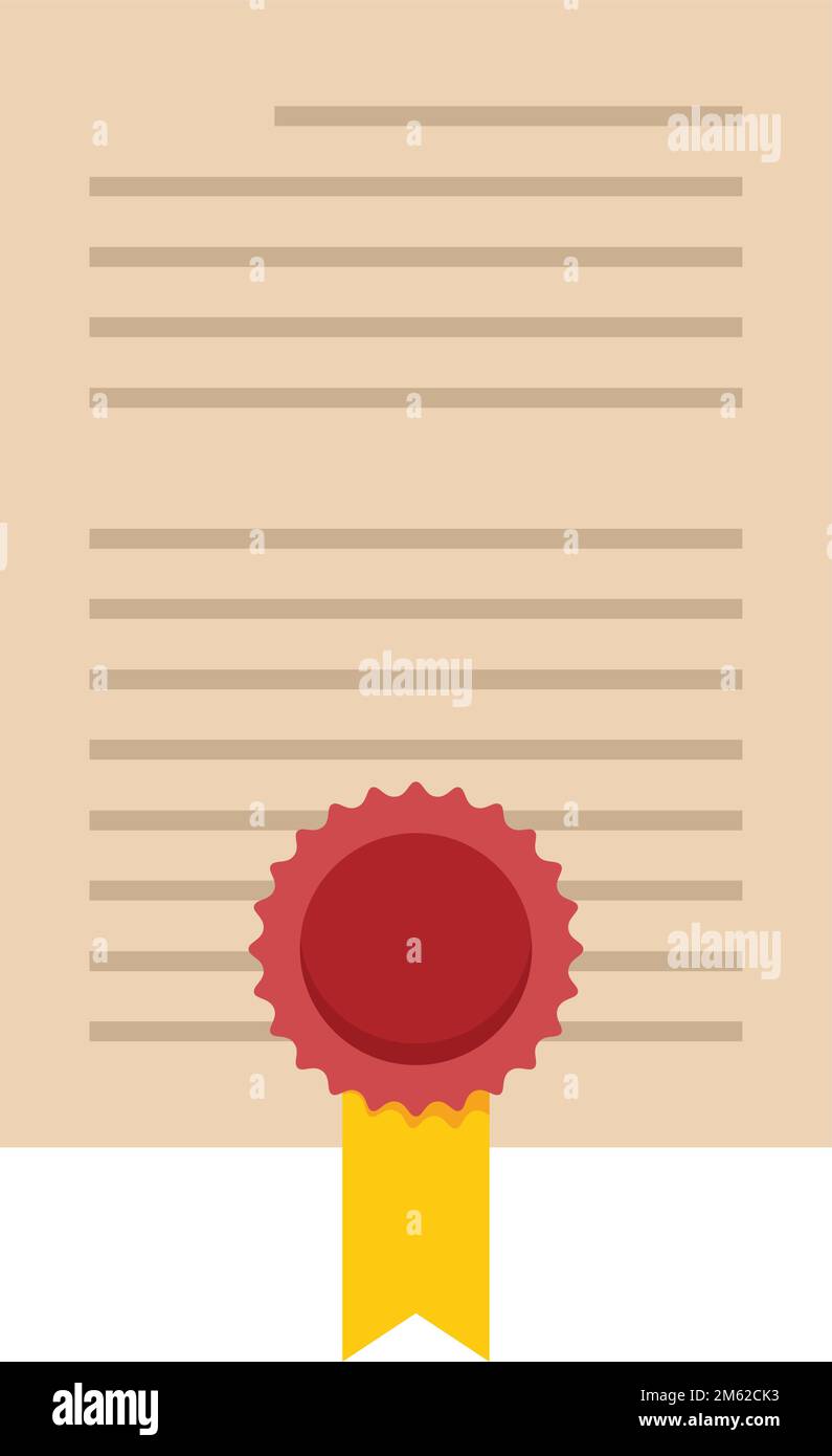 Diploma paper icon flat vector. Certificate design. Document ribbon ...