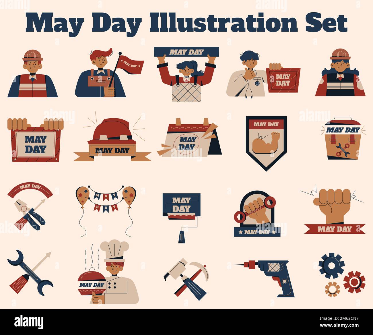 A colorful set of May Day stickers Stock Vector Image & Art - Alamy