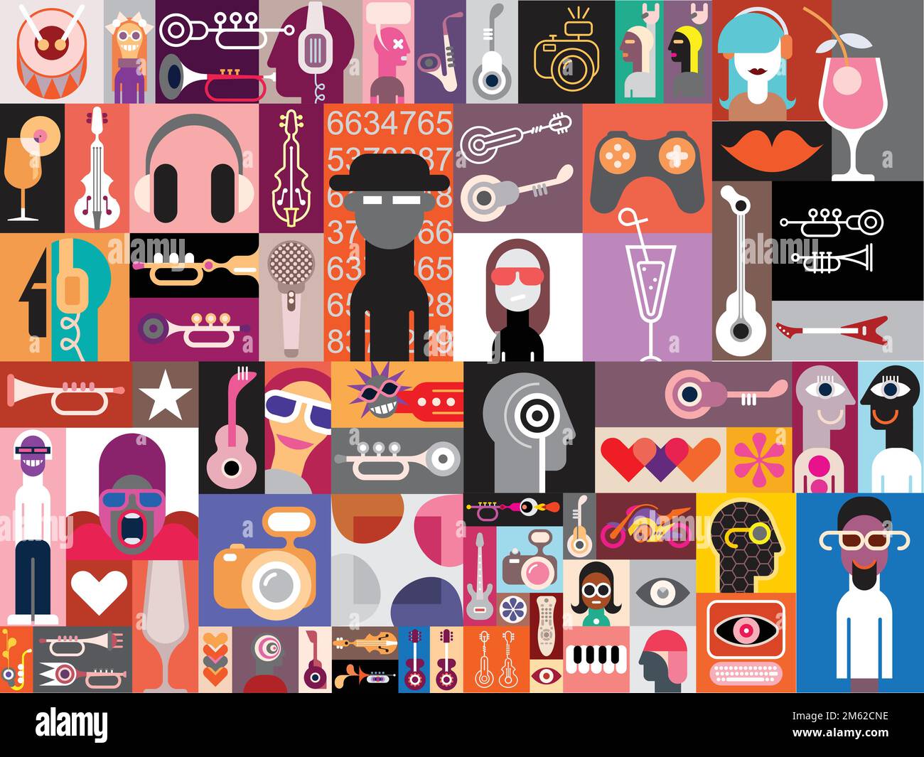 An illustration of modern creative set of pop art stickers Stock Vector ...