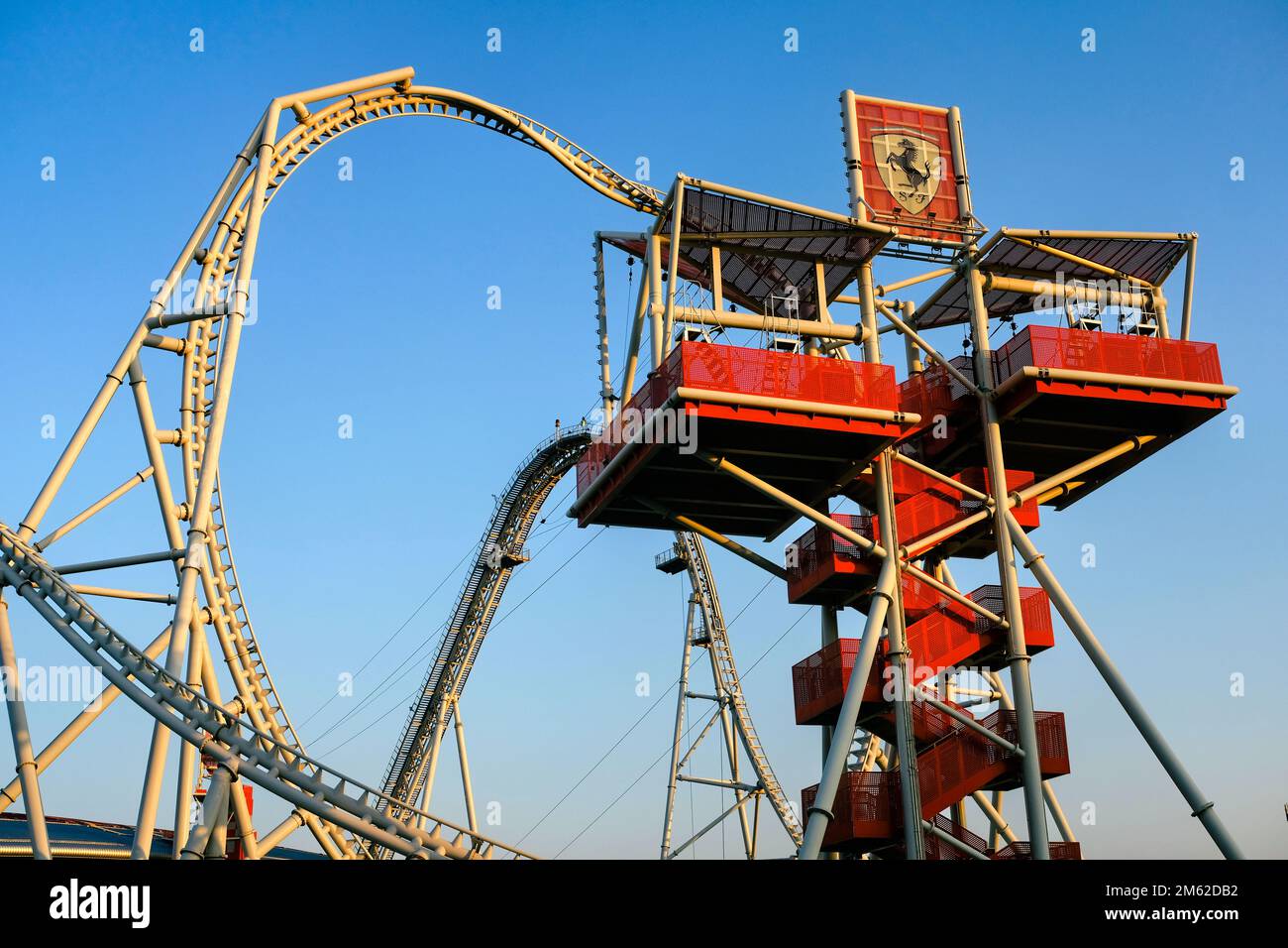 Ferrari signage at Ferrari World Abu Dhabi, Yas Island, Abu Dhabi Stock ...