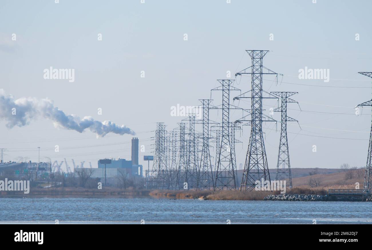 City power lines industrial backgrounds Stock Photo - Alamy