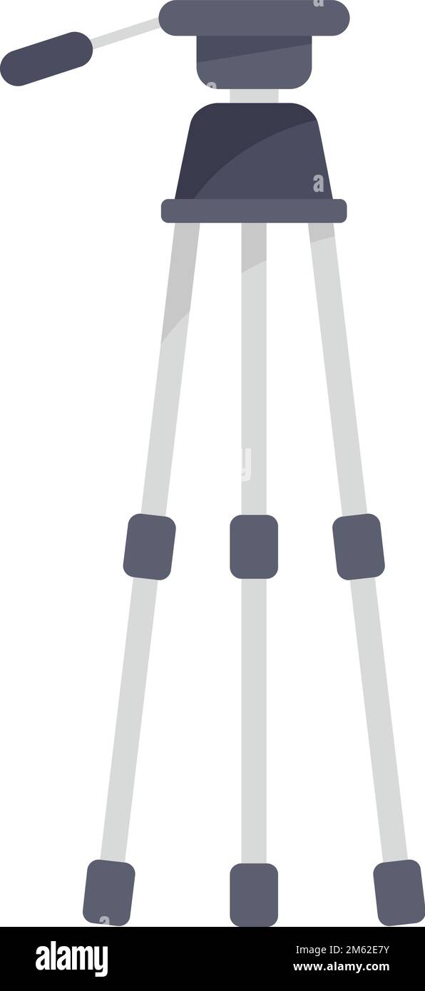 Photo tripod icon flat vector. Camera mobile stand. Studio film tripod ...