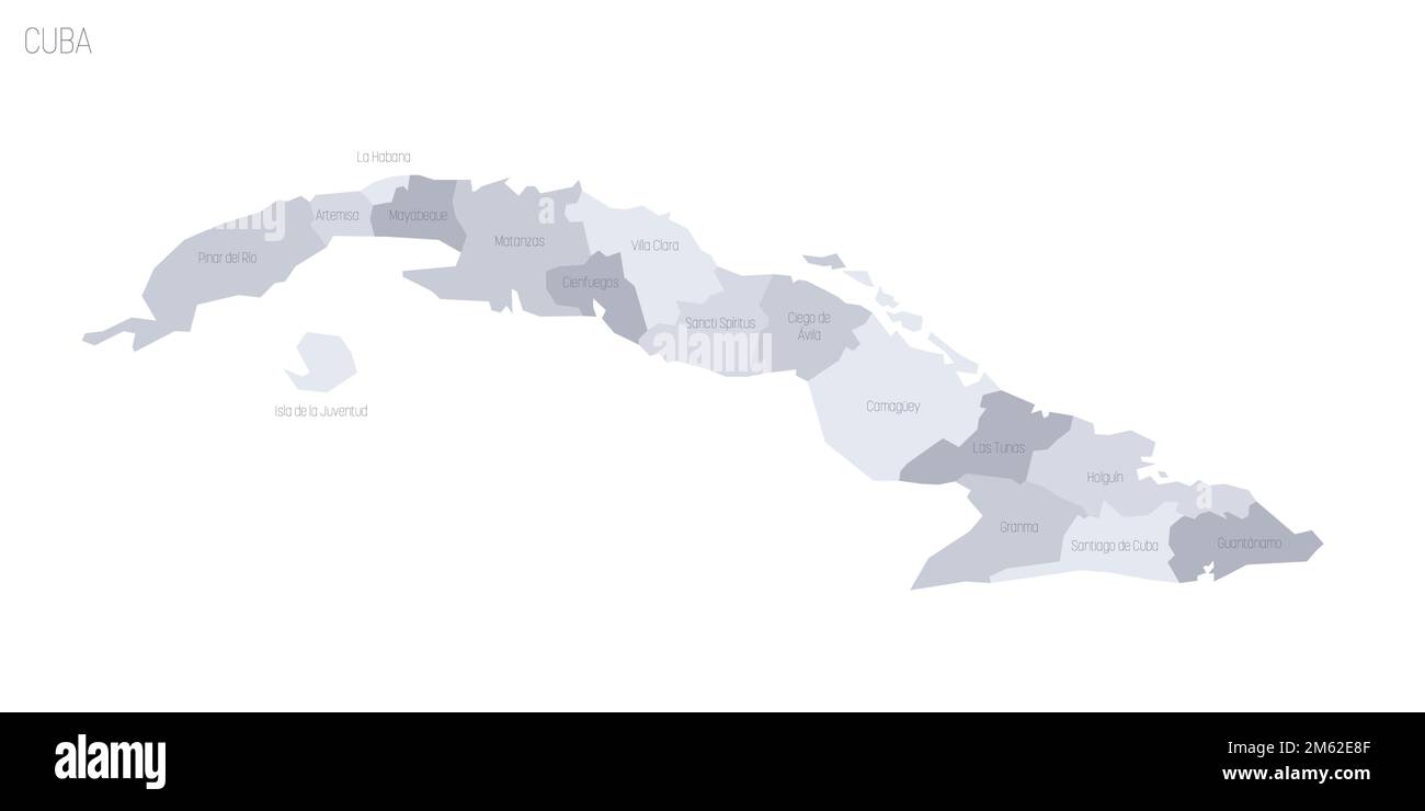 Cuba political map of administrative divisions - provinces. Grey vector map with labels Stock ...