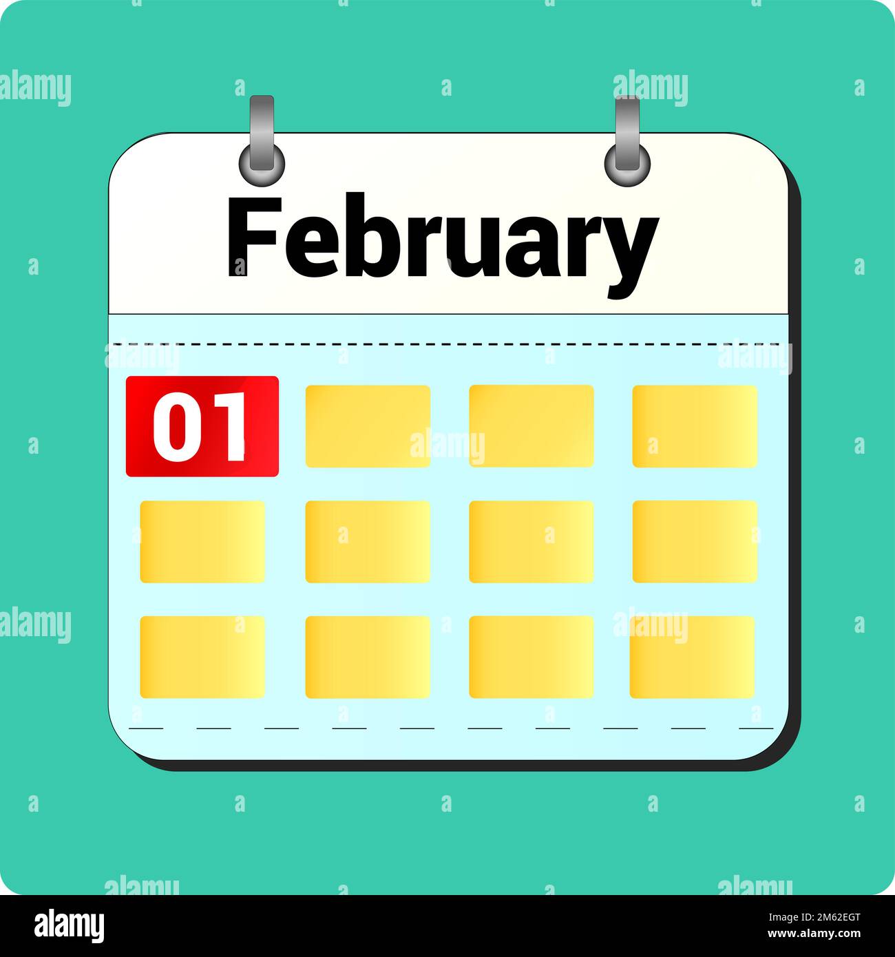 calendar vector drawing, date February 01 on the page Stock Vector ...