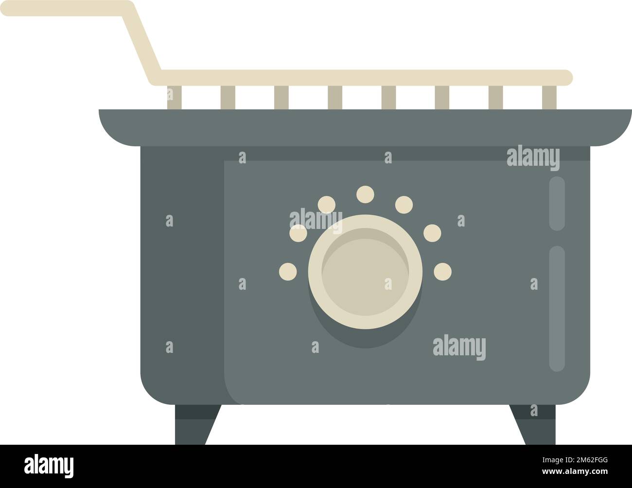 Fry machine icon flat vector. Deep fryer. Oil basket isolated Stock ...