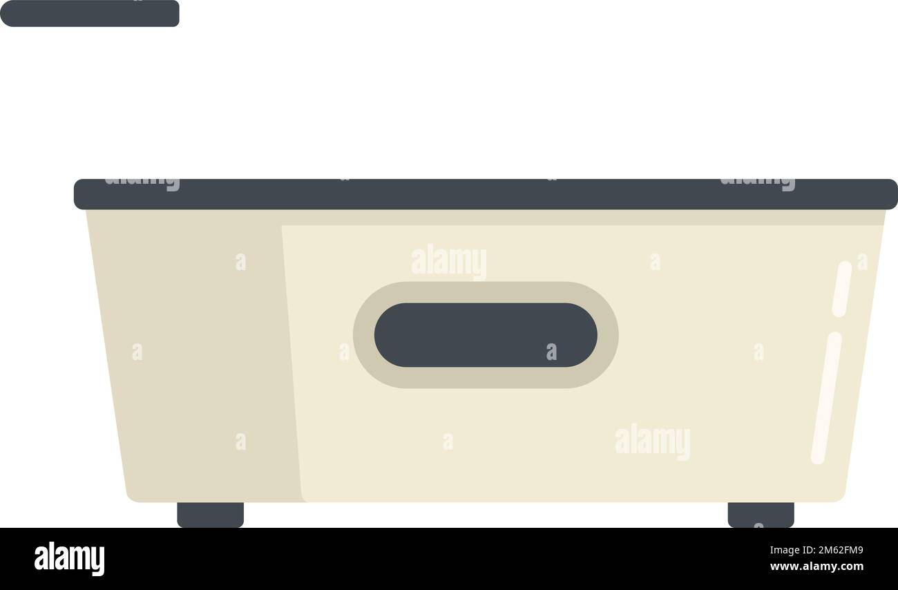 Kitchen fry machine icon flat vector. Deep fryer. Oil basket isolated ...