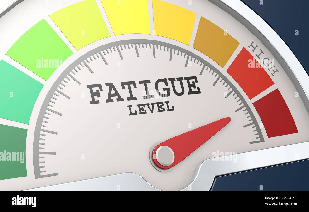 Fatigue level measuring scale with color indicator, 3d rendering Stock ...