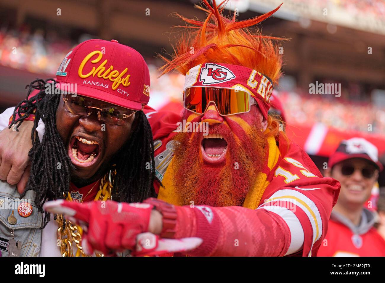 Kansas City, United States. 01st Jan, 2023. Fans celebrate a chief's ...