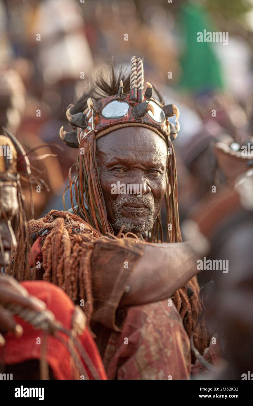 Africa /Mali/Dogon /Portrait of a traditional Dogon Hunter Stock Photo ...