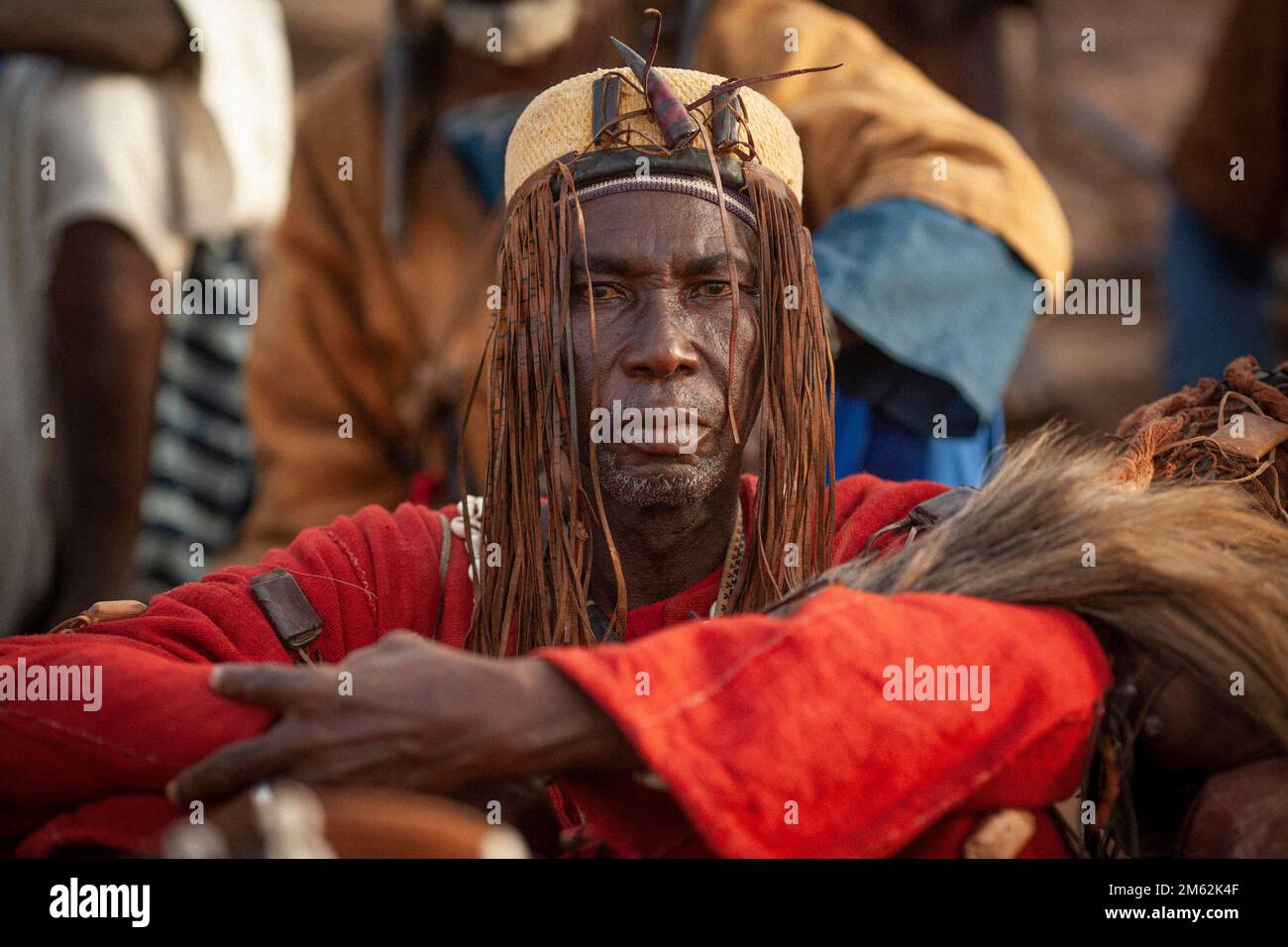 Africa /Mali/Dogon /Portrait of a traditional Dogon Hunter Stock Photo ...