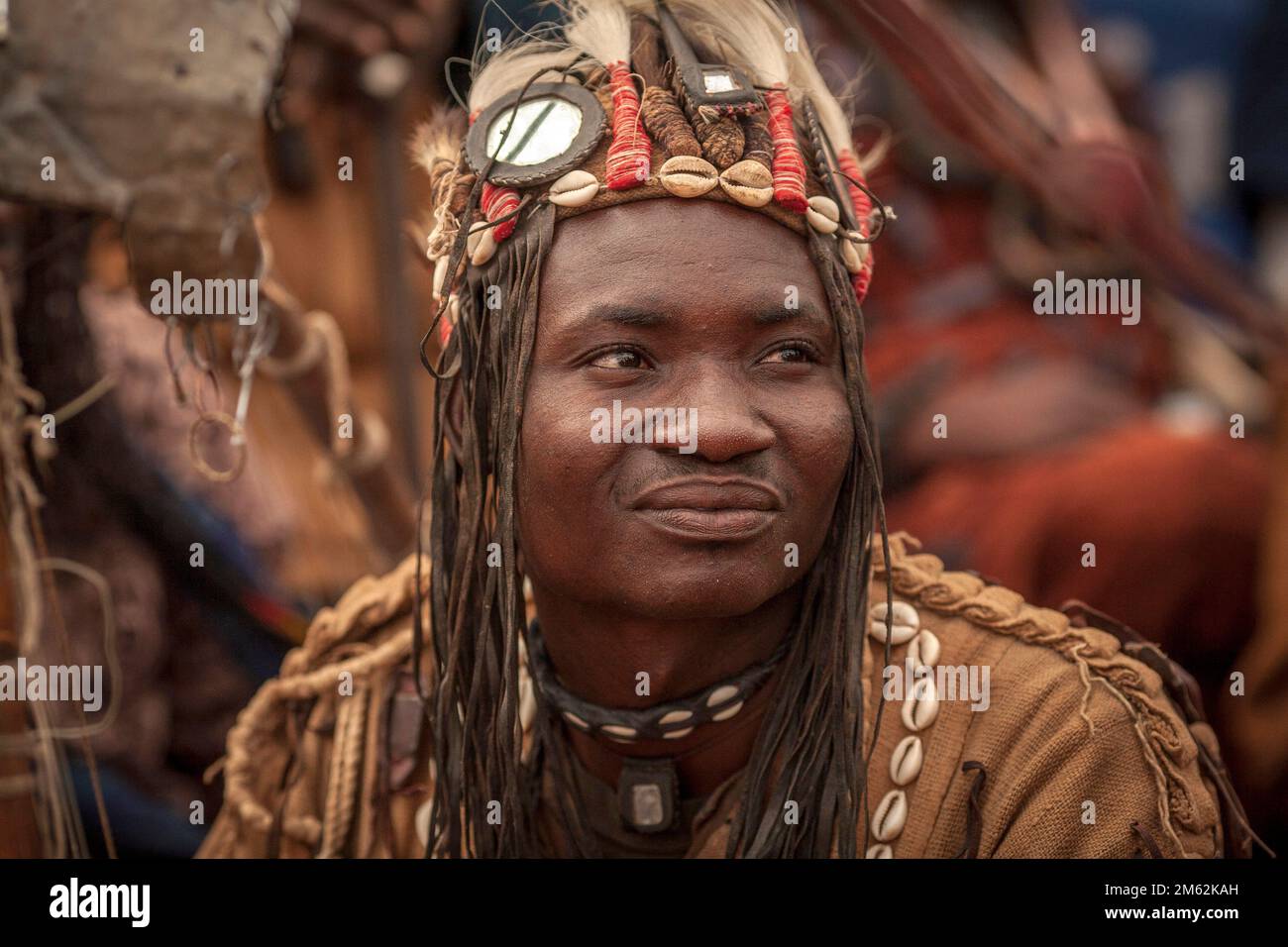 Africa /Mali/Dogon /Portrait of a traditional Dogon Hunter Stock Photo ...