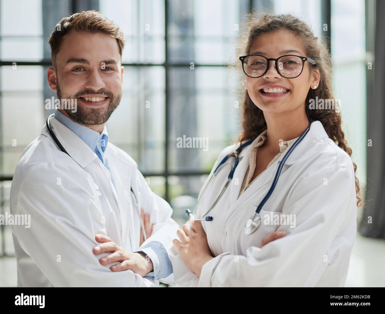 two of medical workers portrait in hospital Stock Photo - Alamy