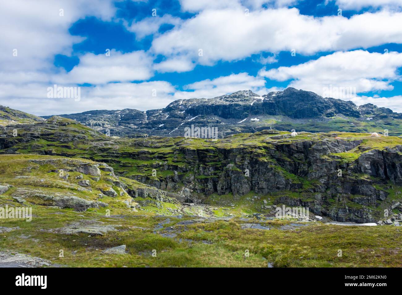 Mountain landscape in the hiking trail of Trolltunga, Norway Stock ...