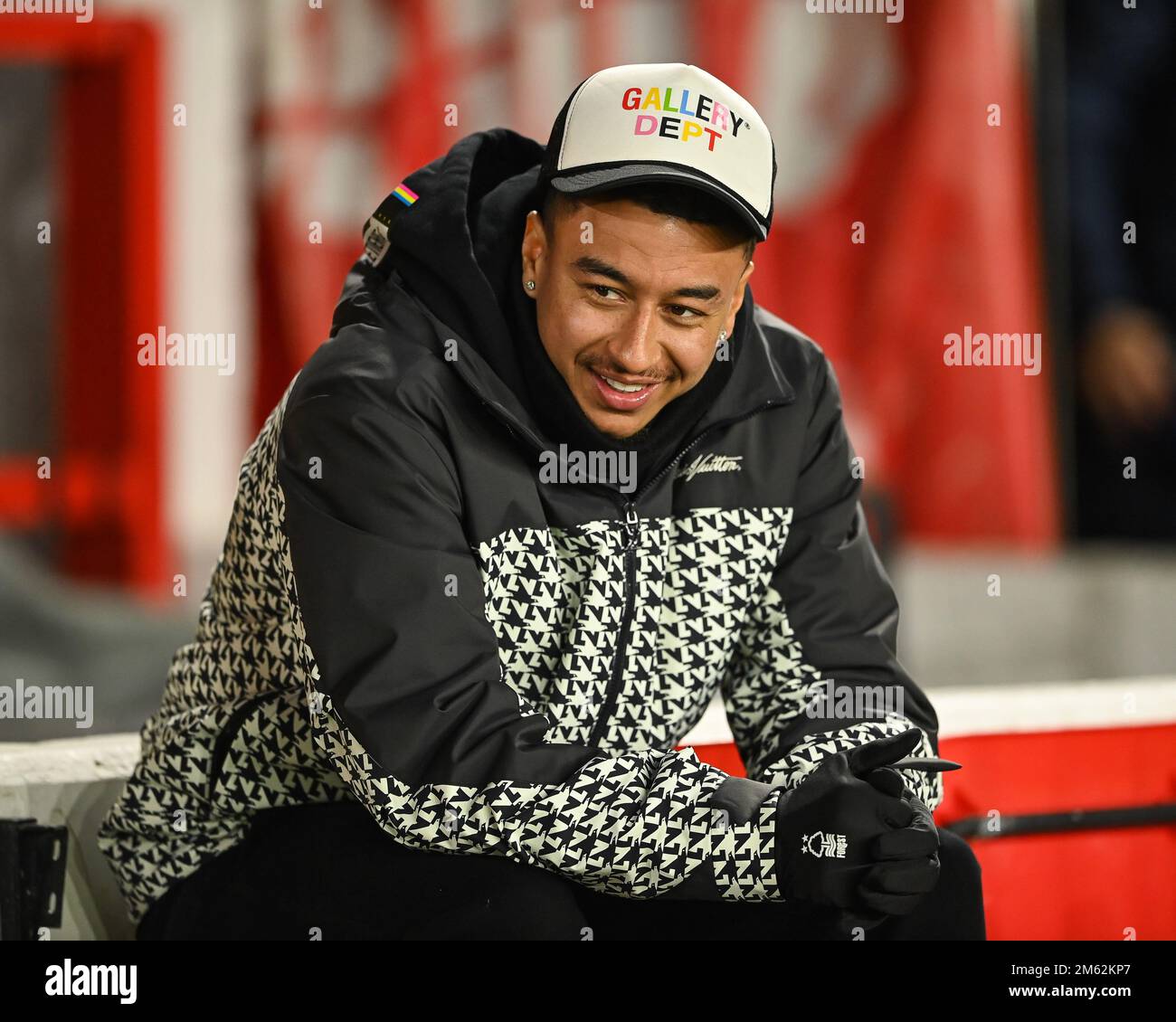 Jesse Lingard #11 of Nottingham Forest takes a seat ahead of the ...