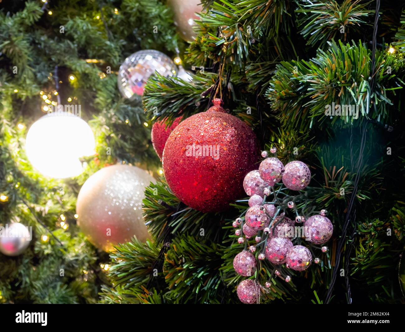 Christmas tree with light bulbs background, stock photo Stock Photo - Alamy
