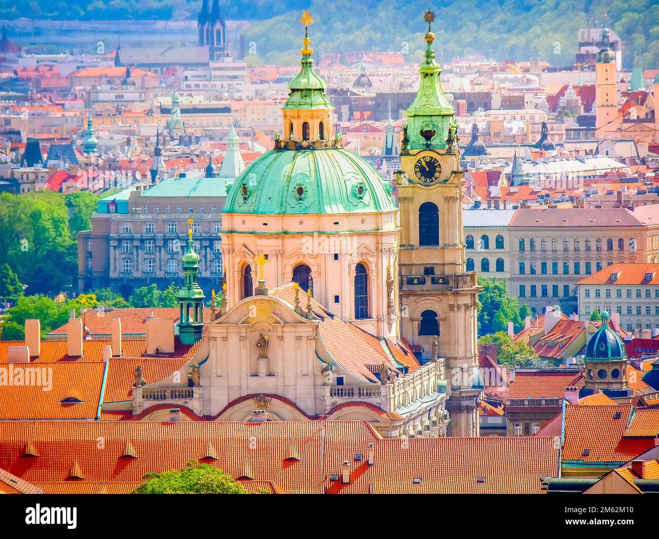 Prague medieval old town towers and domes, Czech Republic Stock Photo ...