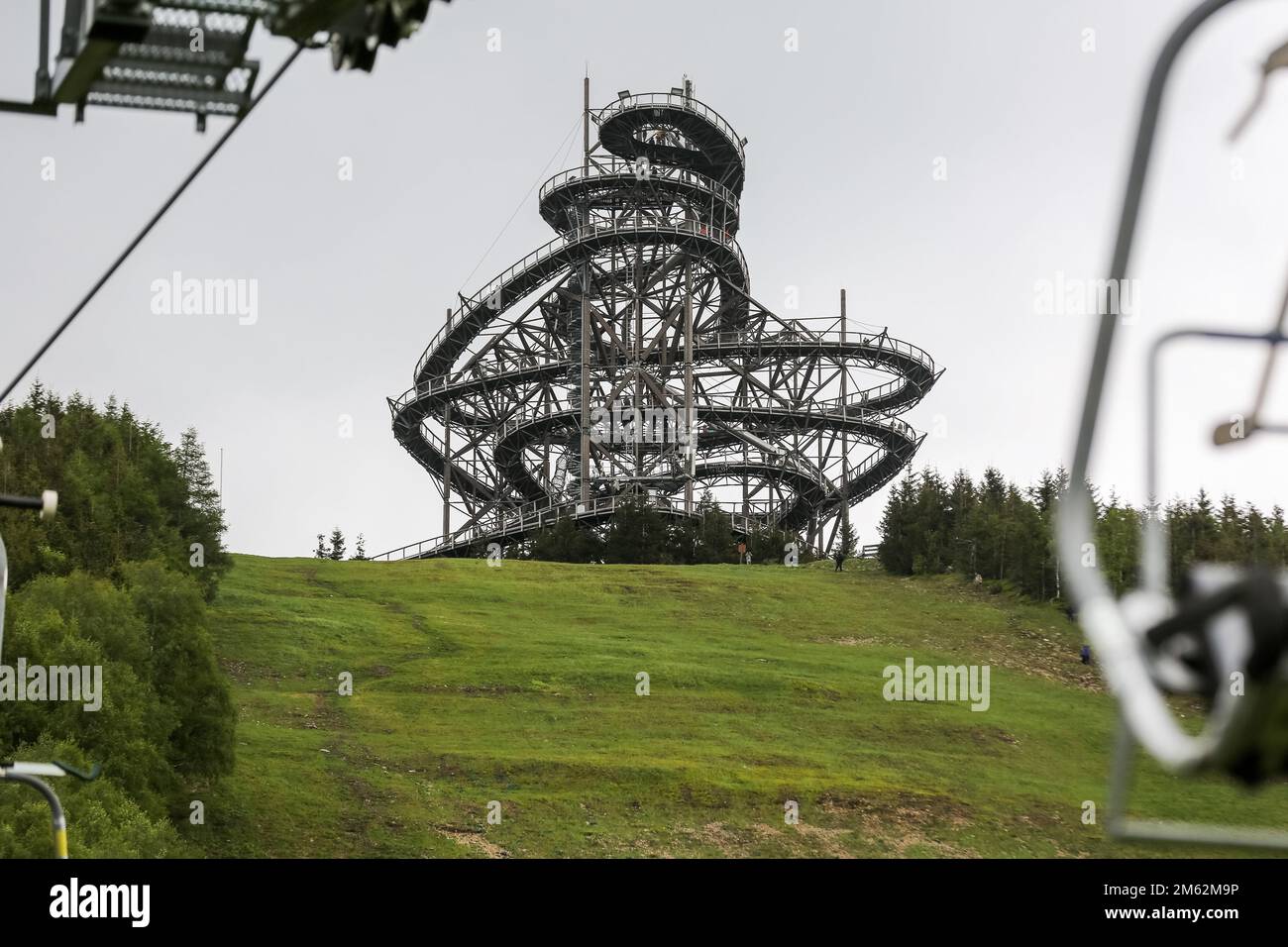 A view of the Sky Walk, an impressive winding wooden structure with a ...