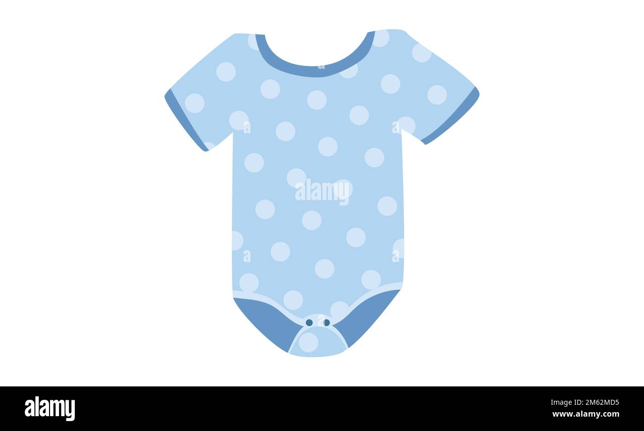 Blue baby bodysuit clipart. Simple cute baby bodysuit with polka dot ...