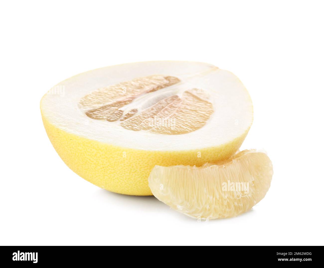 Half and slice of sweet pomelo fruit on white background Stock Photo ...