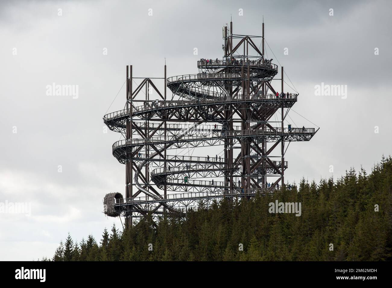 A view of the Sky Walk, an impressive winding wooden structure with a ...