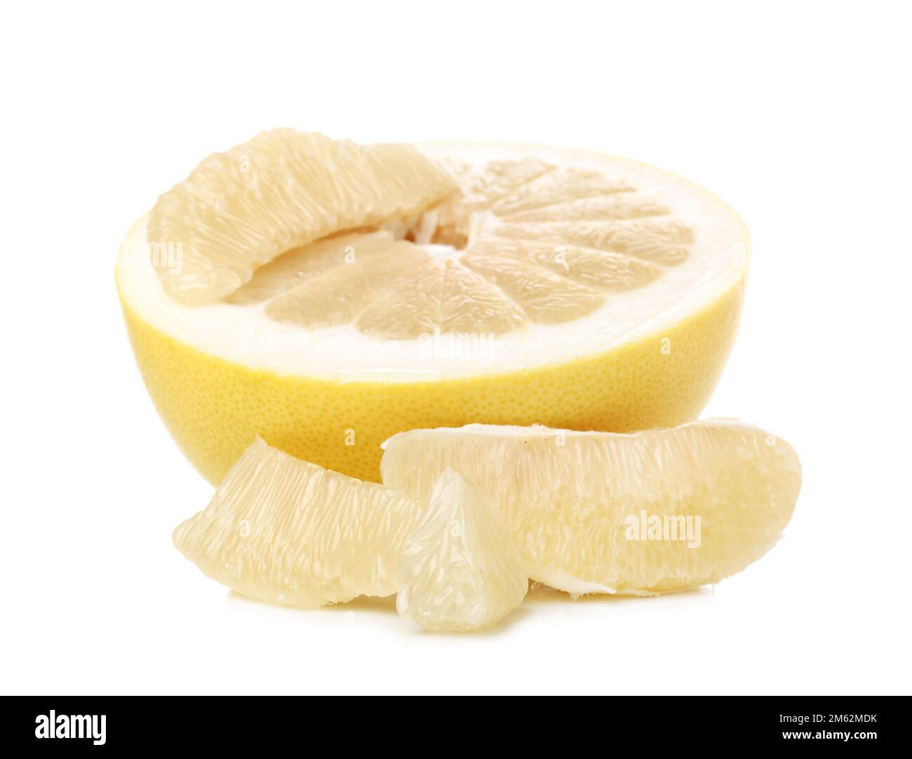 Half and slices of sweet pomelo fruit on white background Stock Photo ...