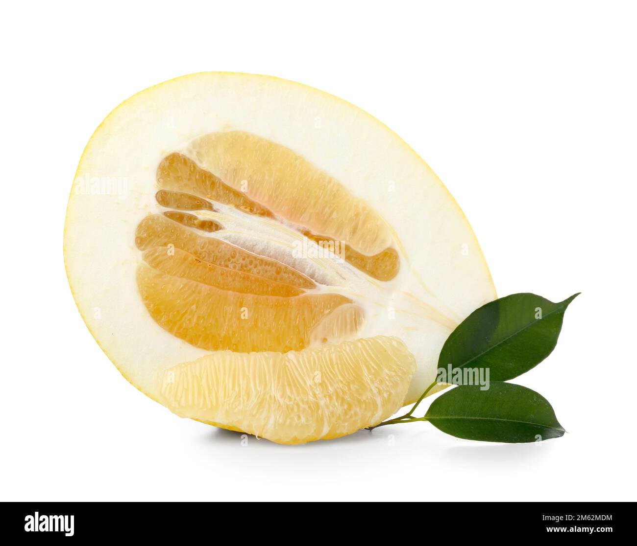 Half and slice of sweet pomelo fruit on white background Stock Photo ...