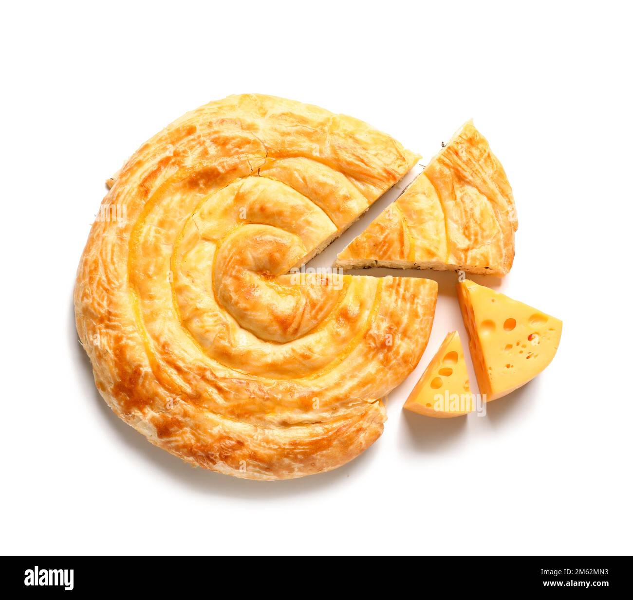 Delicious cheese pie isolated on white background Stock Photo - Alamy