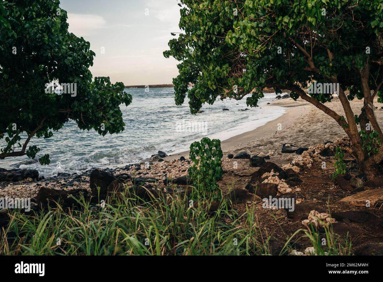 Stunning glass beach near Port Allen town on Kauai, Hawaii. High ...