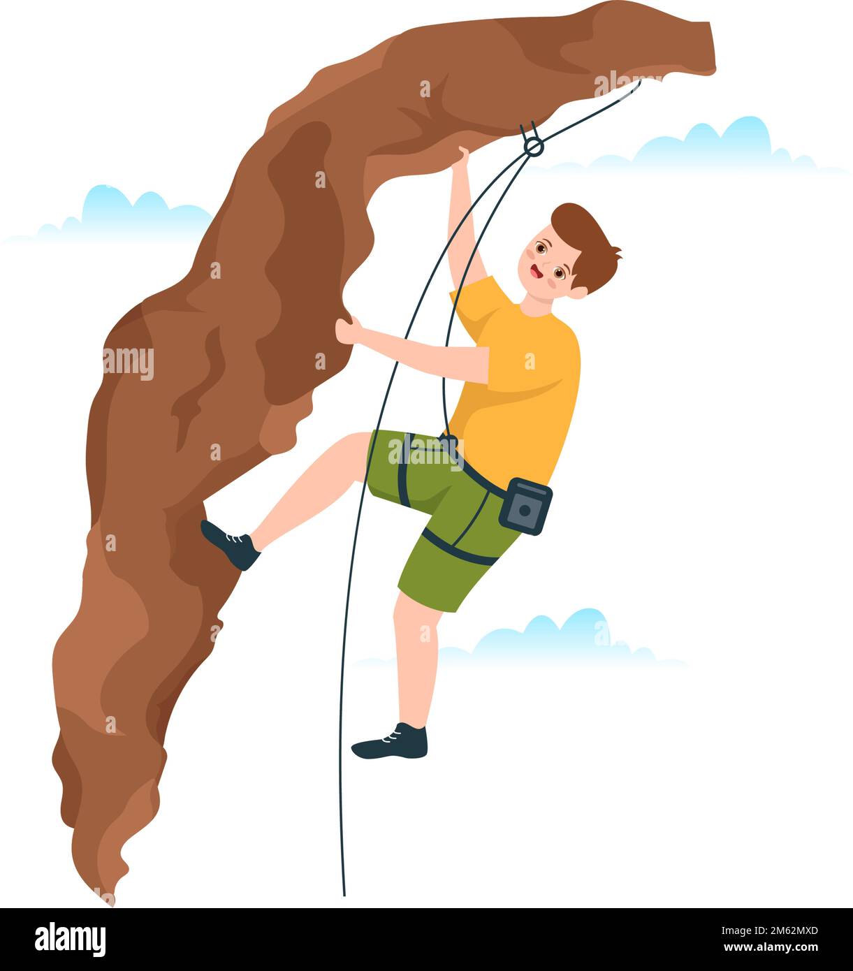 Cliff Climbing Illustration with Climber Climb Rock Wall or Mountain ...