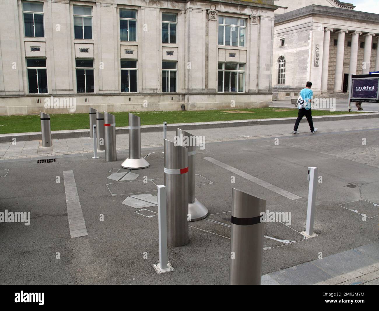 Retractable traffic bollards at O2 Guildhall, Southampton, England, UK ...