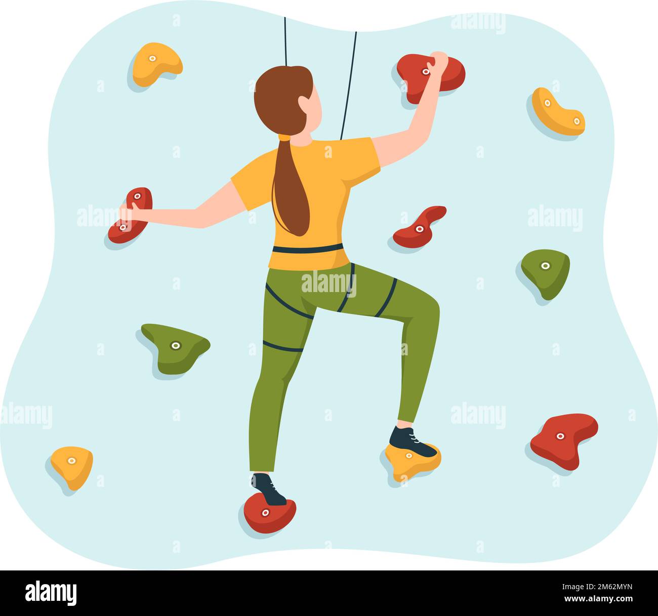 Cliff Climbing Illustration with Climber Climb Rock Wall or Mountain ...