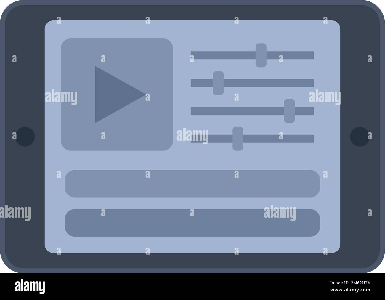 Tablet video edit icon flat vector. Film editor. Top camera isolated ...