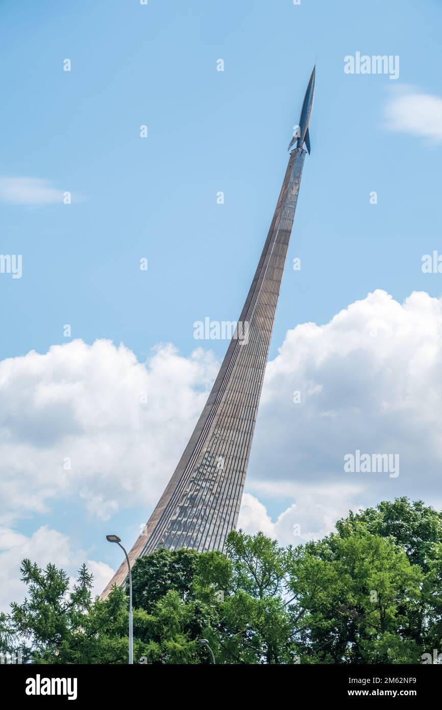 Monument to the Conquerors of Space, Moscow, Russia. Rocket monument of ...
