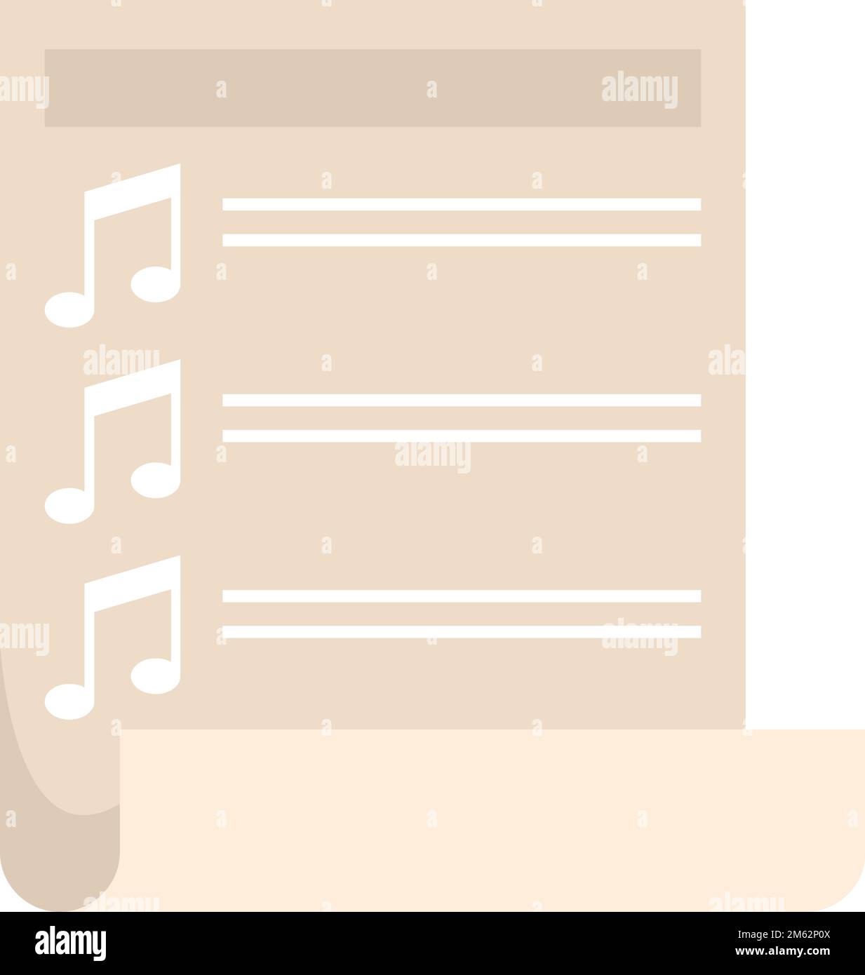 Paper playlist icon flat vector. Music song. App mobile phone isolated ...