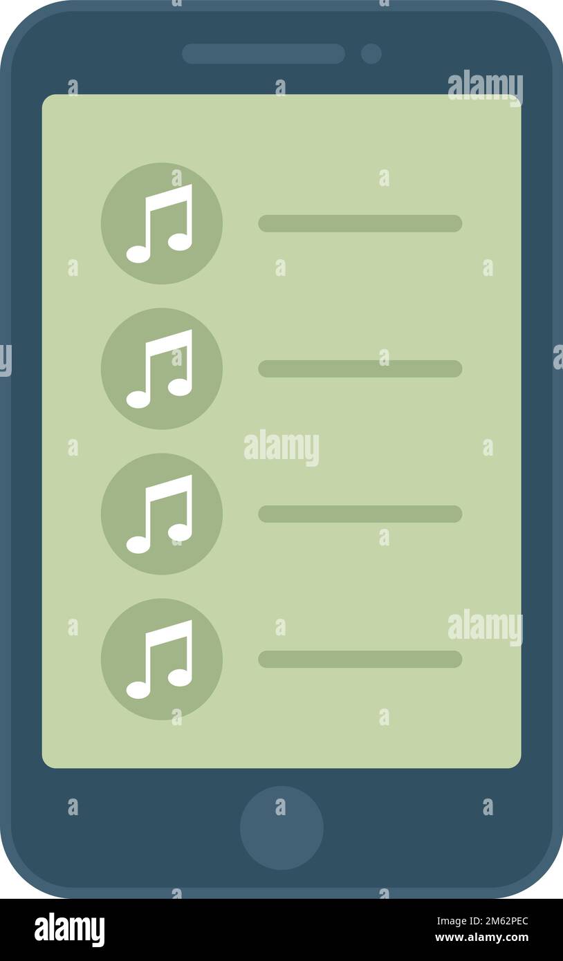 Phone app songs icon flat vector. Music song. Audio playlist isolated ...