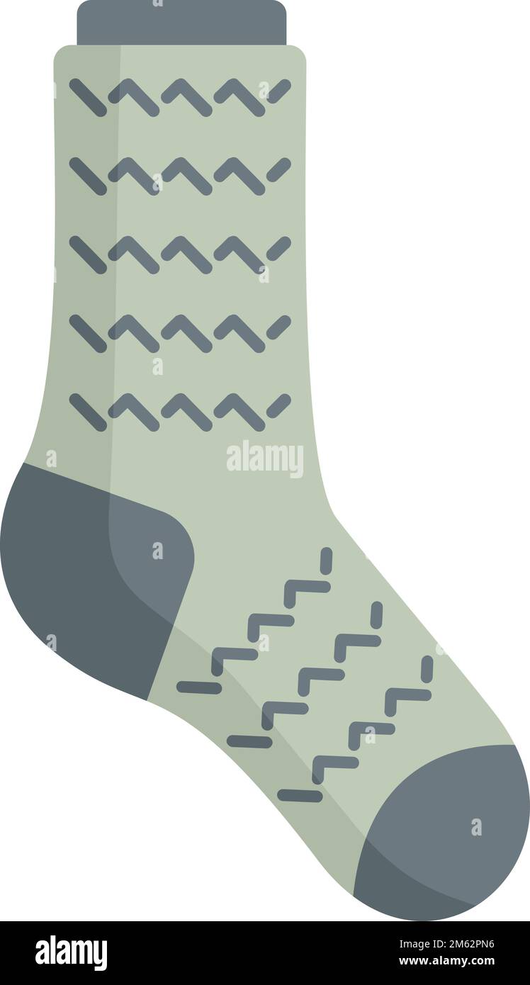 Laundry sock icon flat vector. Winter sock. Cute pair item isolated ...