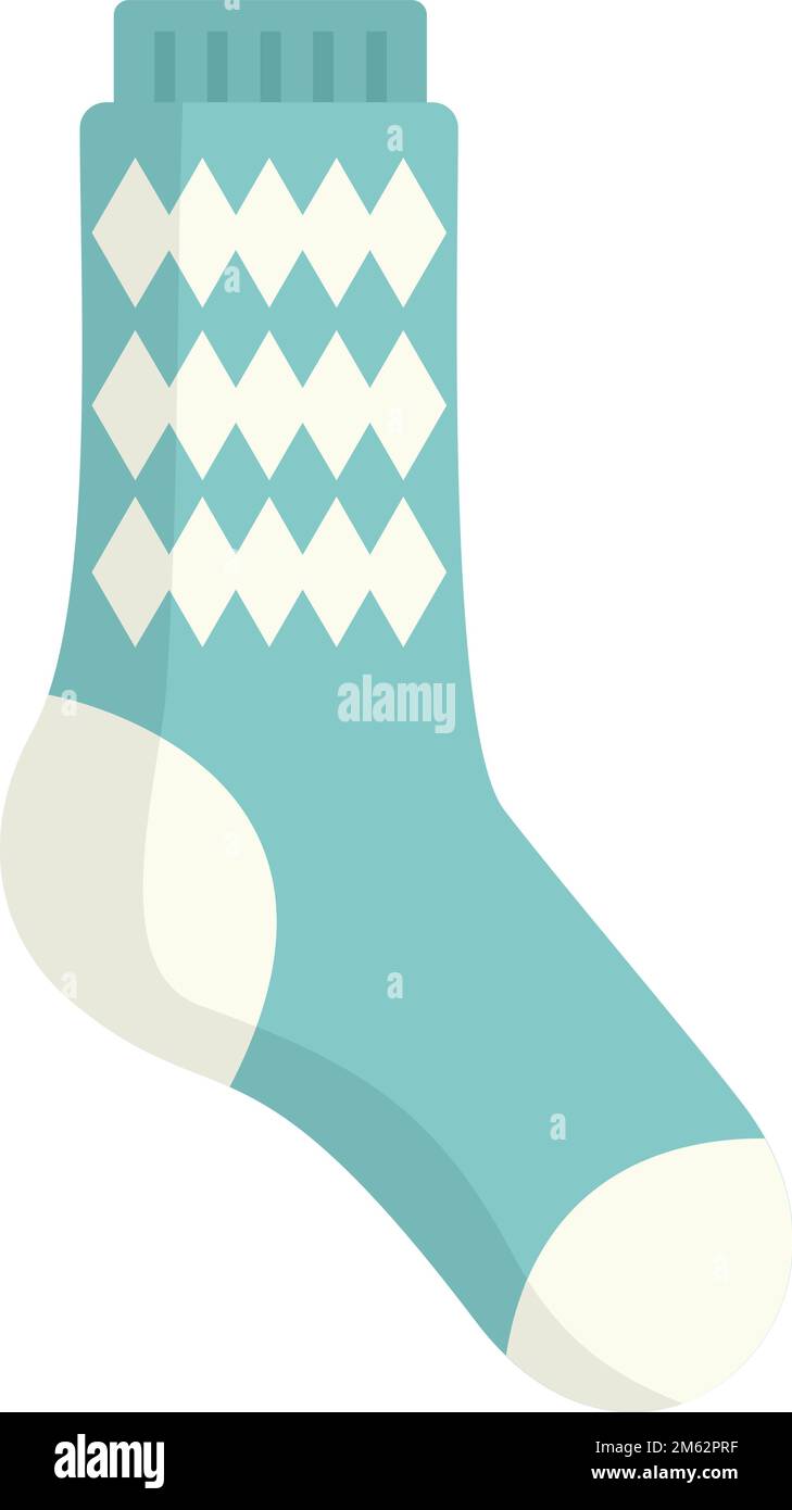 Design sock icon flat vector. Cute cotton item. Wool sock isolated ...