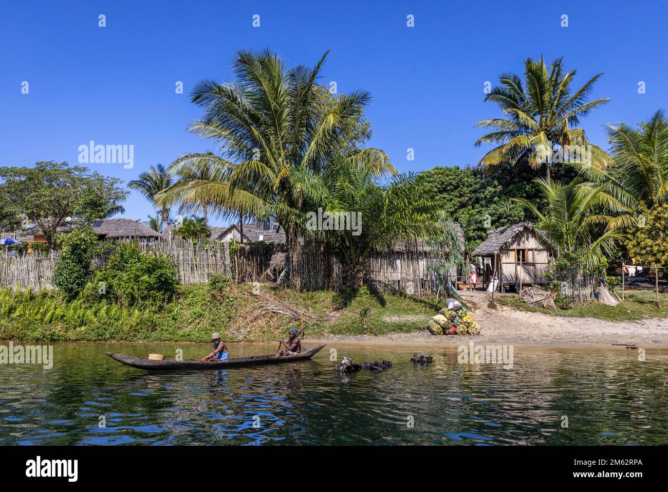 Traditional village scene along Pangalanes Canal, Madagascar, Africa ...