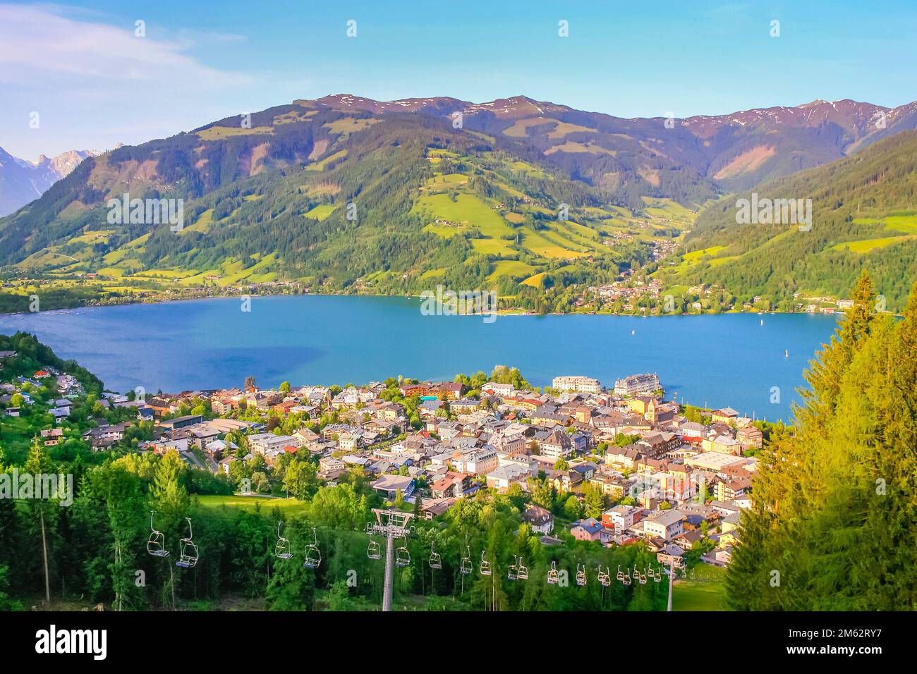 Zell am See and blue lake idyllic landscape in Carinthia, Austria Stock ...