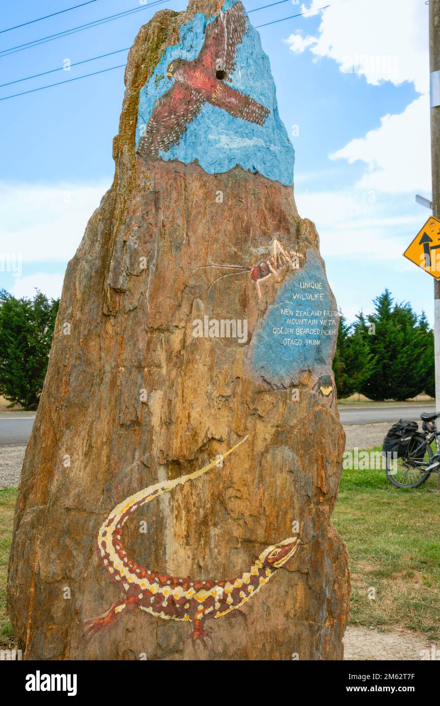 Middlemarch New Zealand - March 4 2010; Landmark rock with wildlife ...