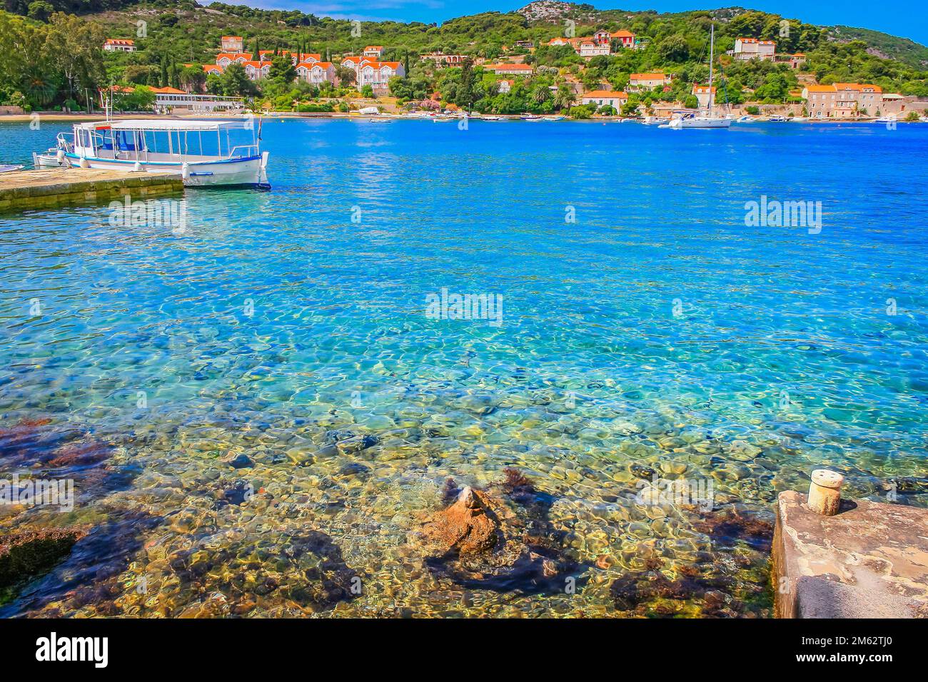 Elaphiti islands, turquoise adriatic beach in Dalmatia, Croatia Stock ...