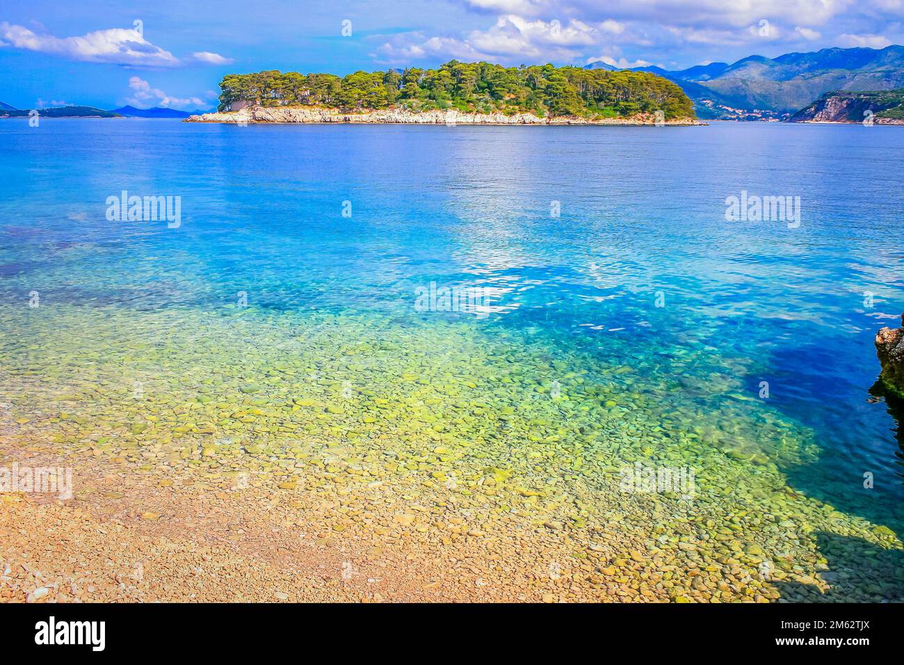 Elaphiti islands, turquoise adriatic beach in Dalmatia, Croatia Stock ...