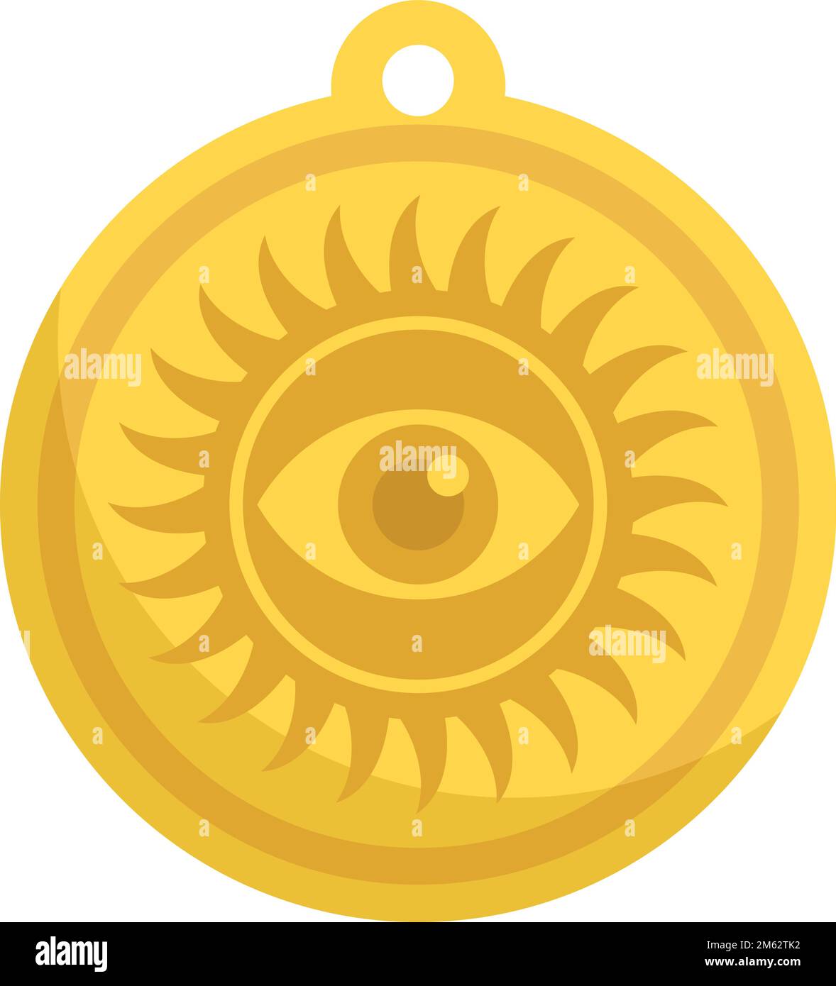 Sun eye amulet icon flat vector. Magic ox. Mystical amulet isolated ...