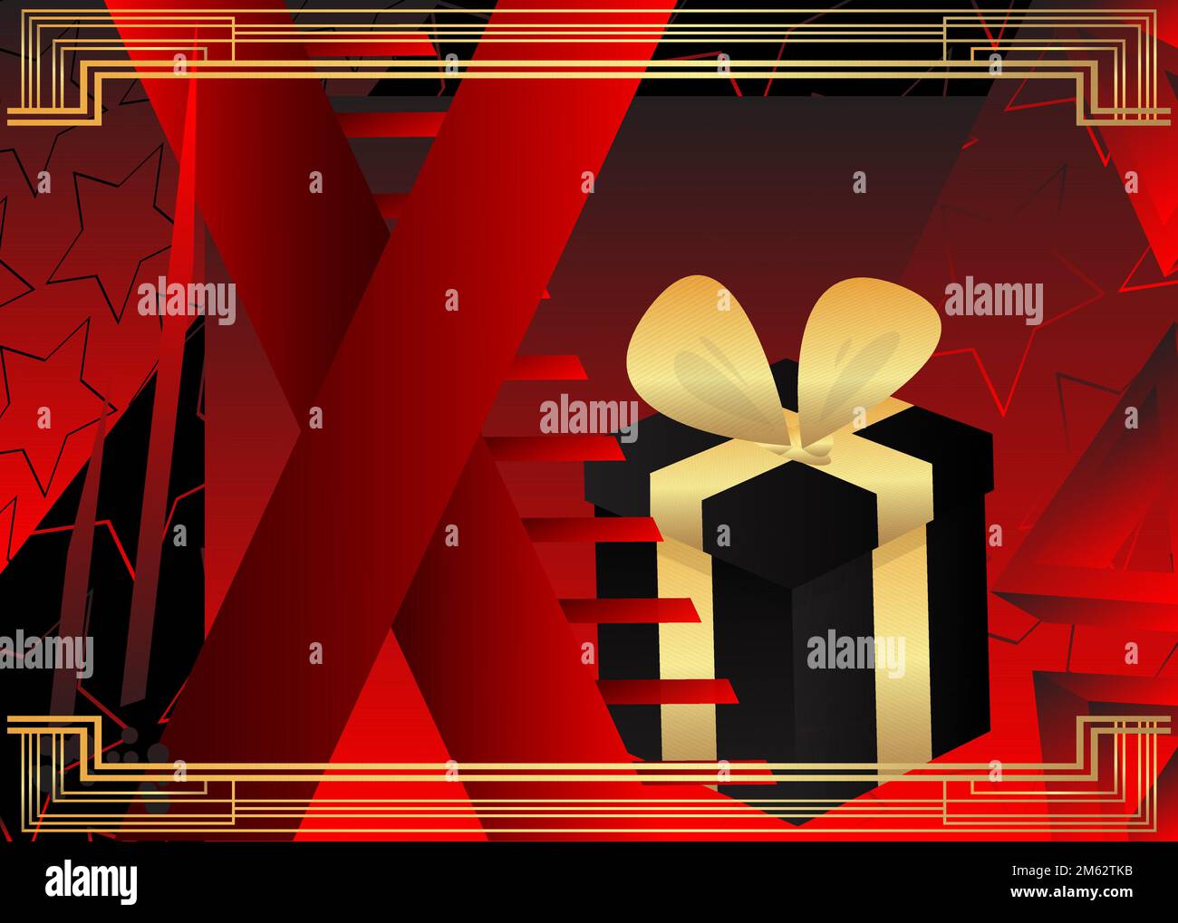 Luxury deluxe red, gold gift box background. Christmas, Birthday ...