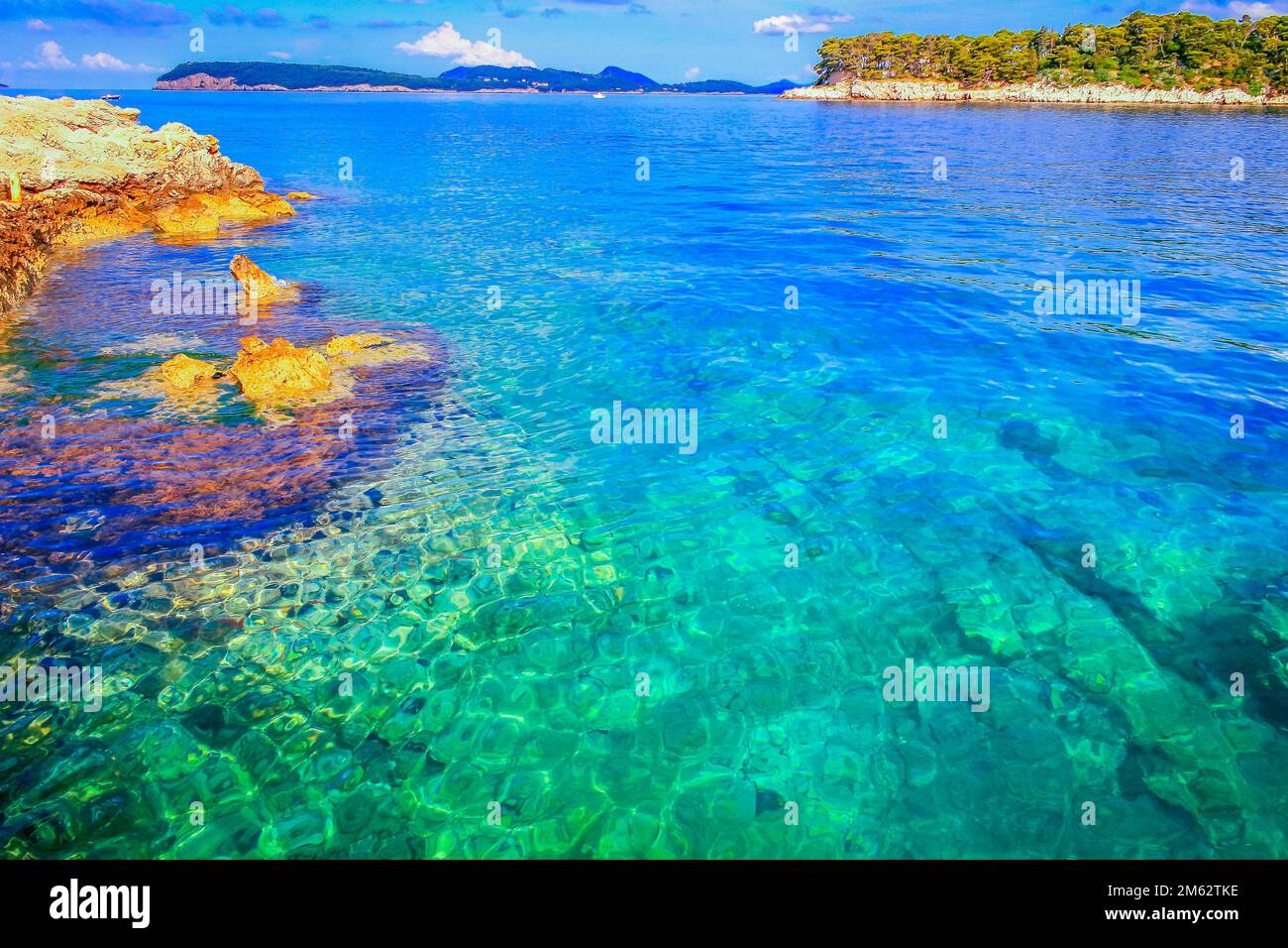 Elaphiti islands, turquoise adriatic beach in Dalmatia, Croatia Stock ...