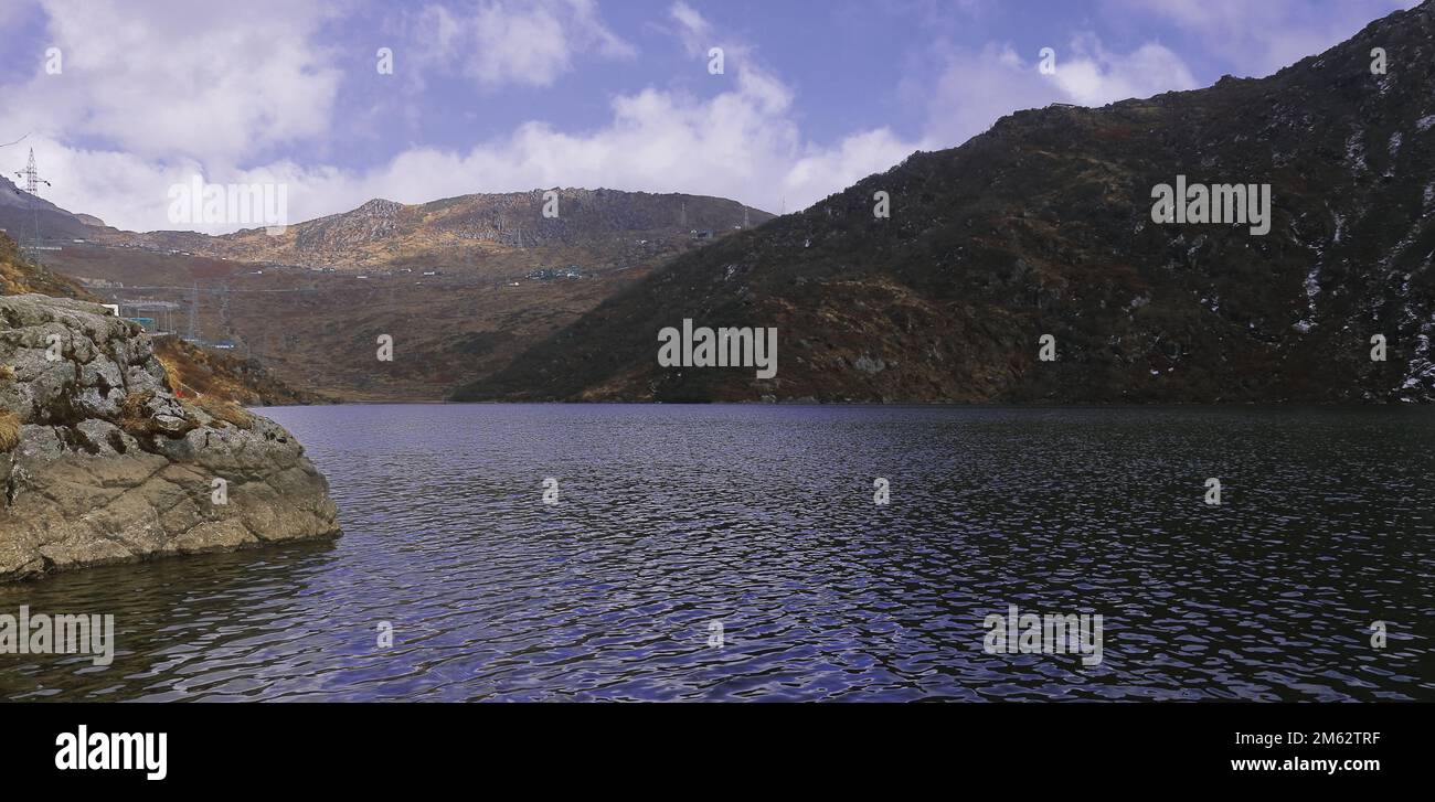 beautiful changu lake or tsongmo lake a popular tourist destination of sikkim, surrounded by ...