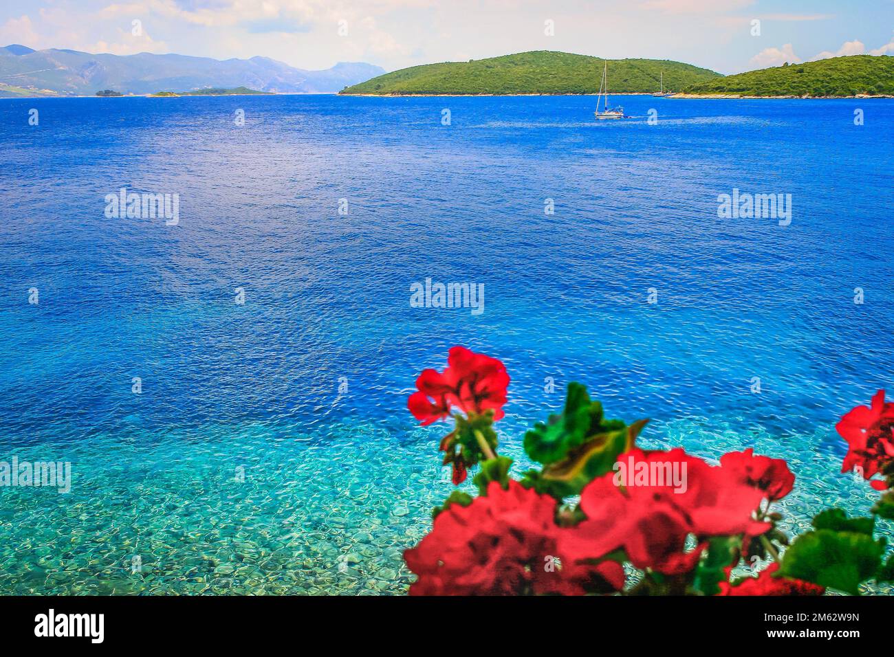 Elaphiti islands, turquoise adriatic beach near Korcula, Dalmatia ...