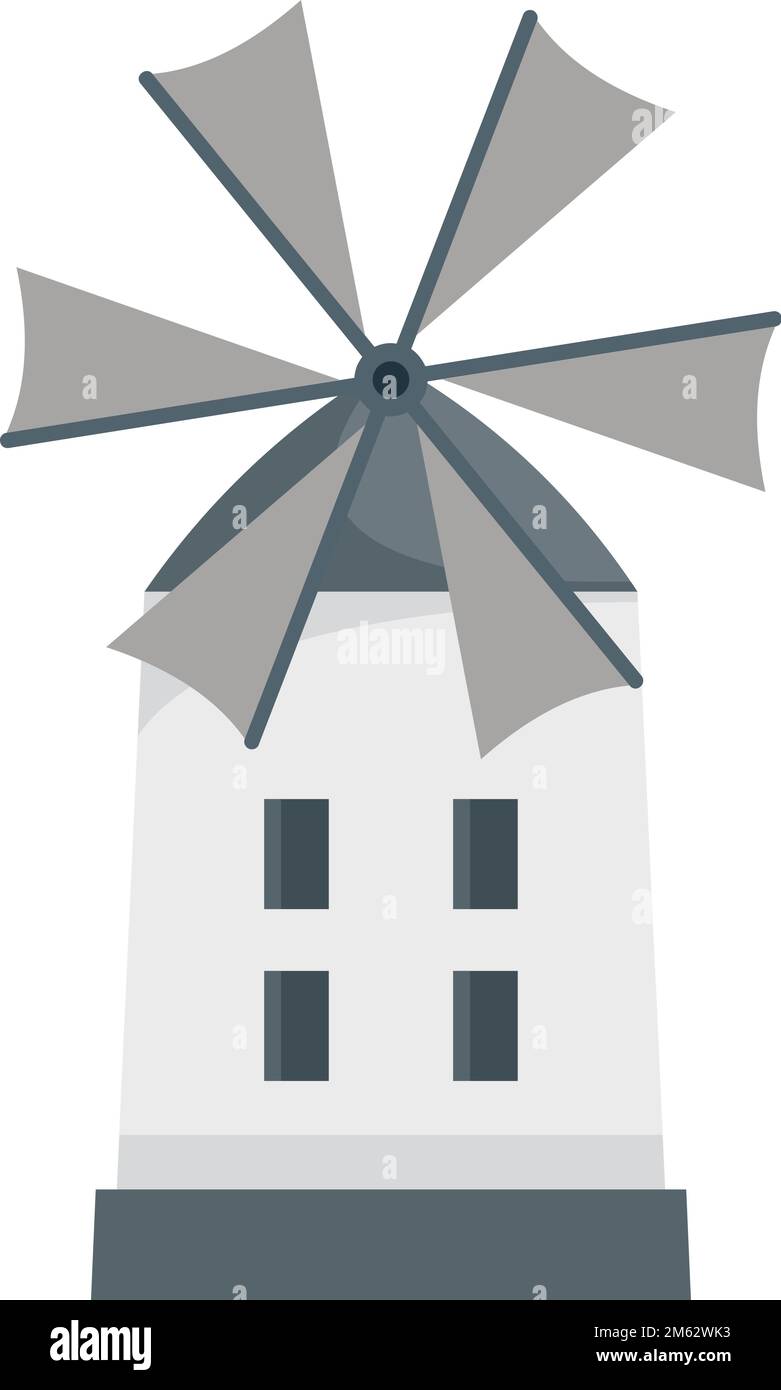 Greek windmill icon flat vector. Greece island. Mykonos santorini ...