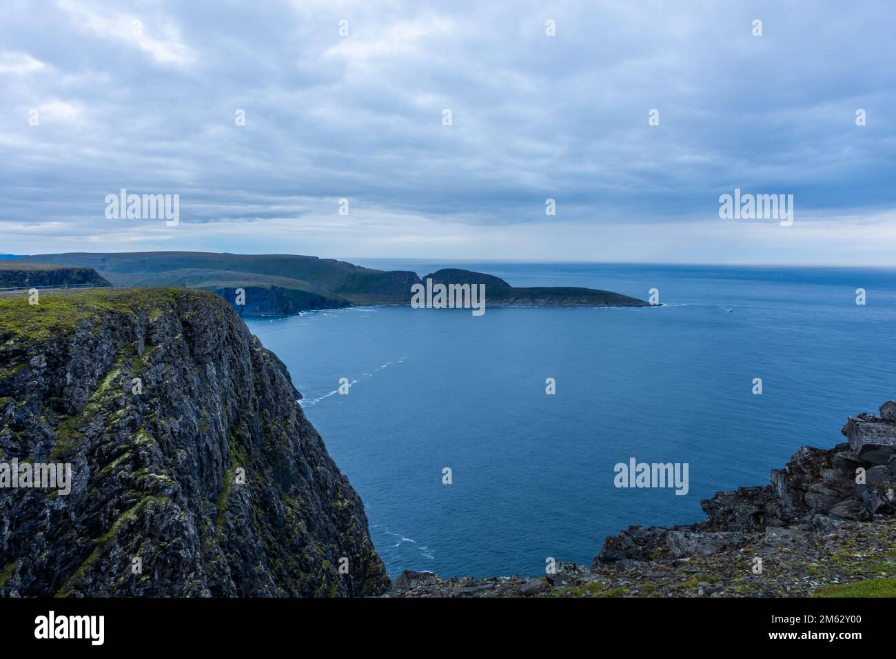 View over Knivskjellodden cape, the real northernmost point of Europe ...